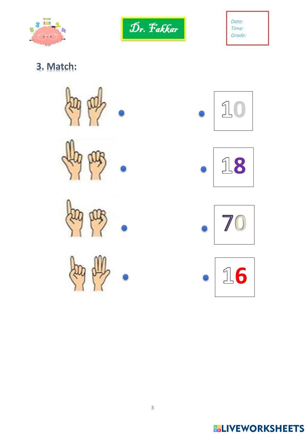 Fingers &numbers colors | Live Worksheets