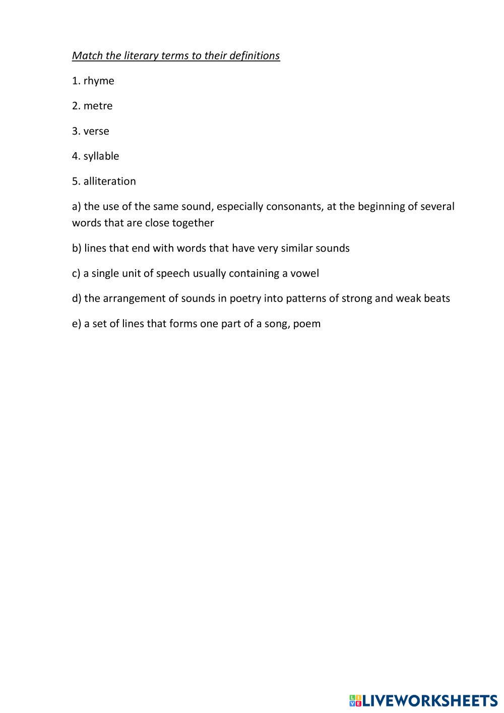 poetry | Live Worksheets