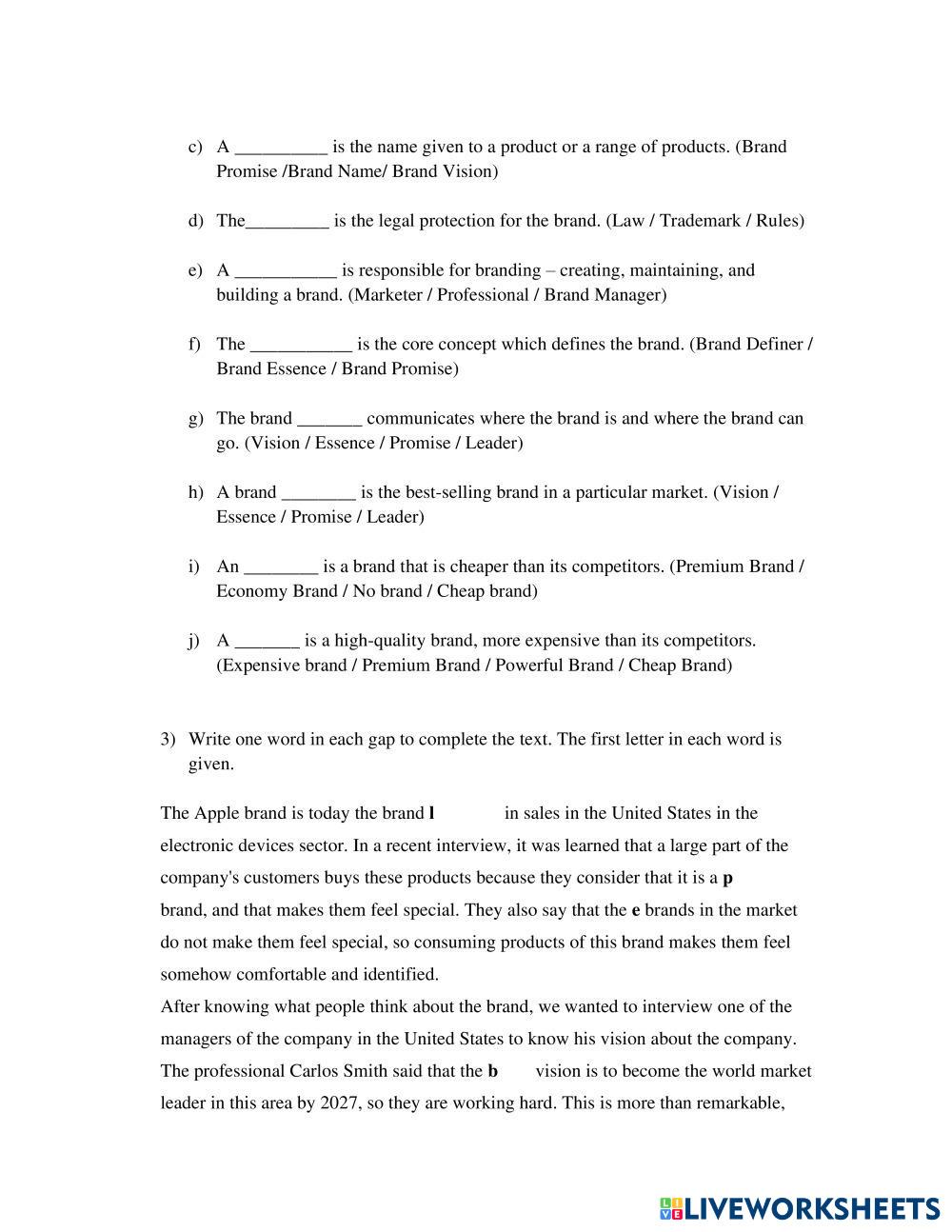 Branding Quiz... | Live Worksheets