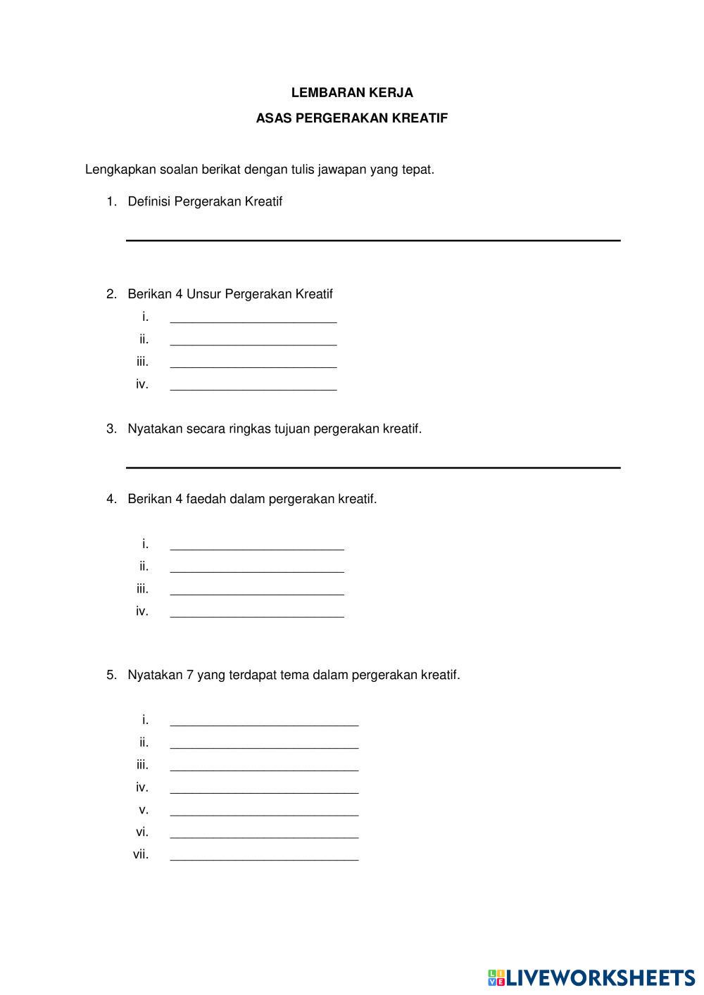 LEMBARAN KERJA ASAS PERGERAKAN KREATIF 7175291 | FATIN