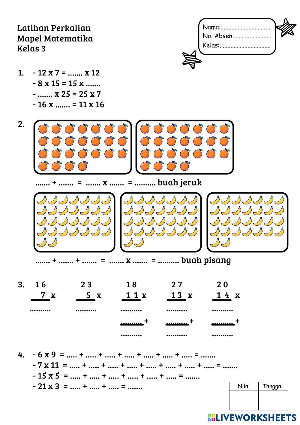 Latihan Perkalian | Live Worksheets
