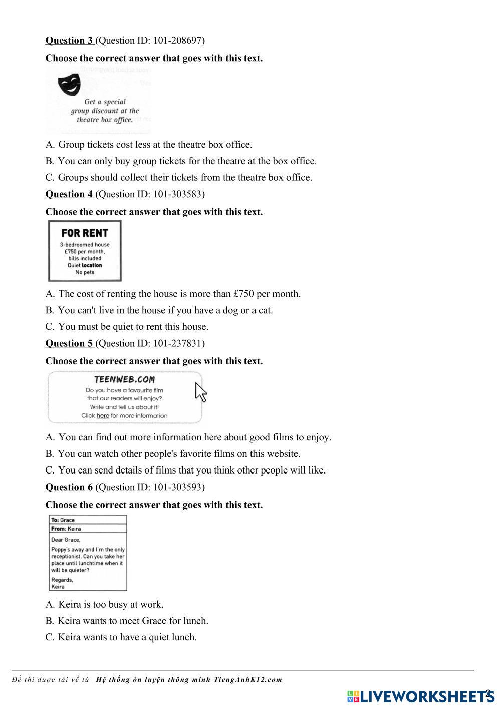 READING & WRITING TEST 41 | Live Worksheets