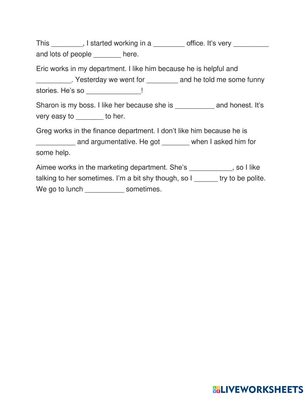 Personality | Live Worksheets