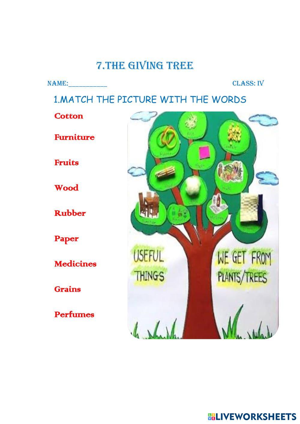 THE GIVING TREE | Free Interactive Worksheets | 7175774