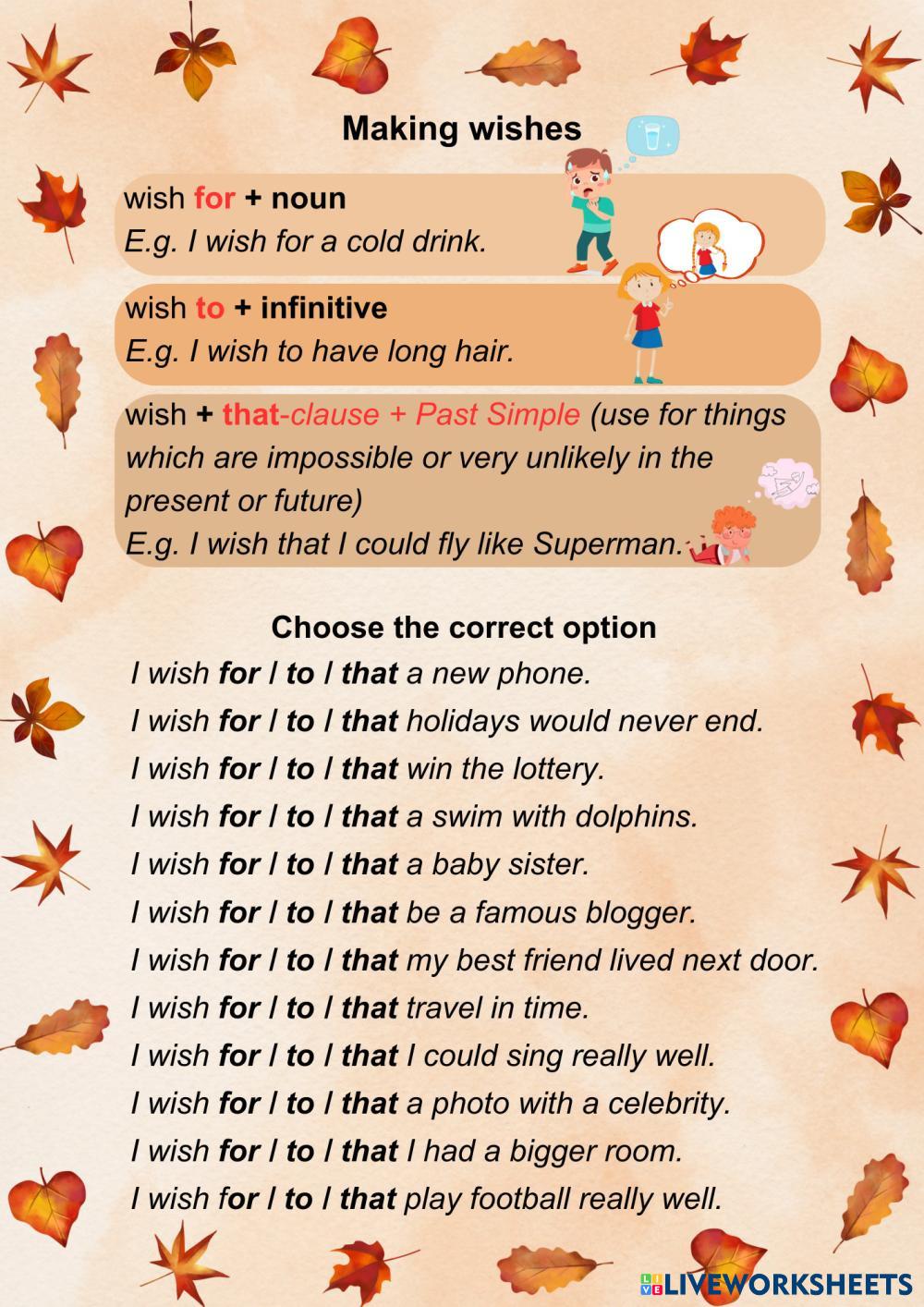 Making wishes 1233 | AnnaSavchenko | Live Worksheets