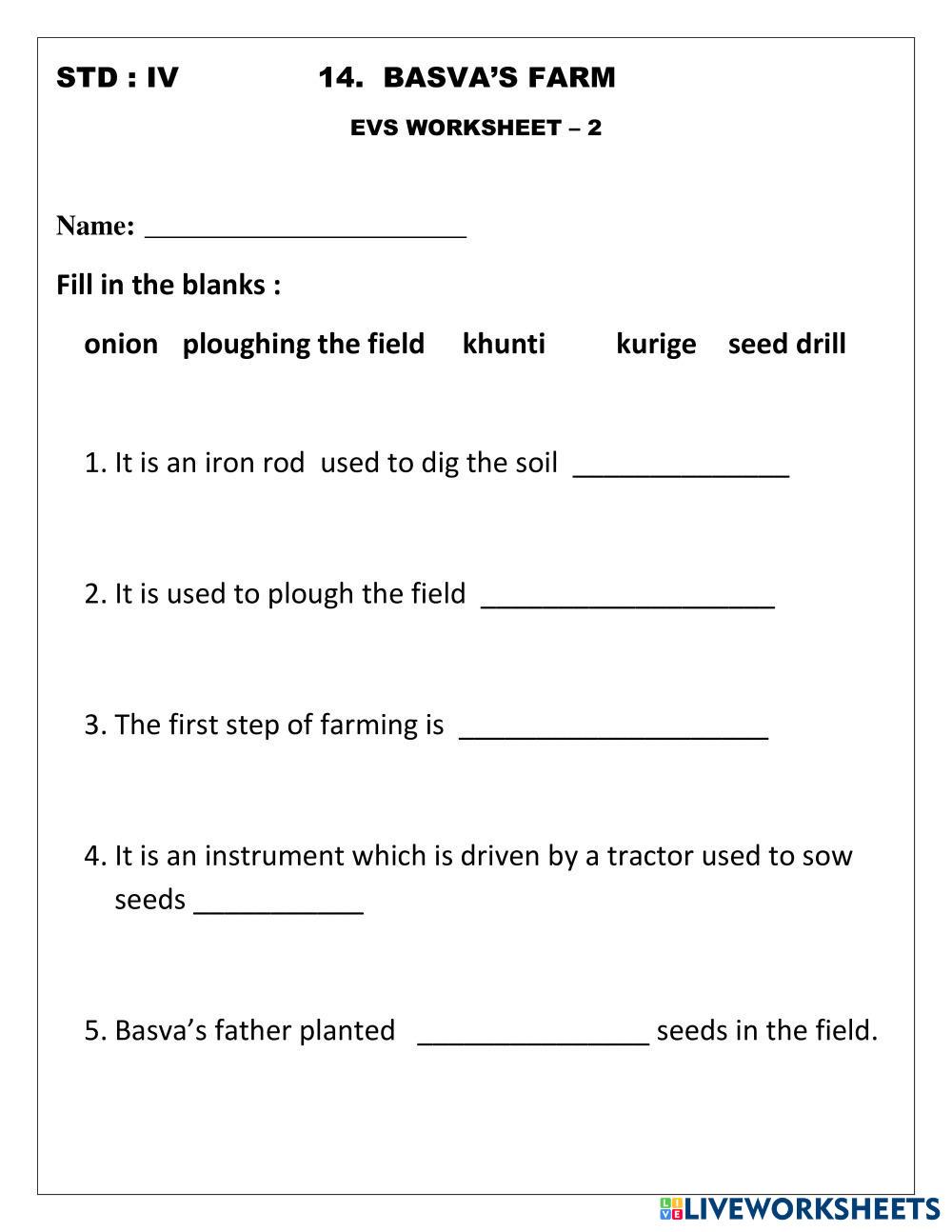 BASVA'S FARM | Live Worksheets