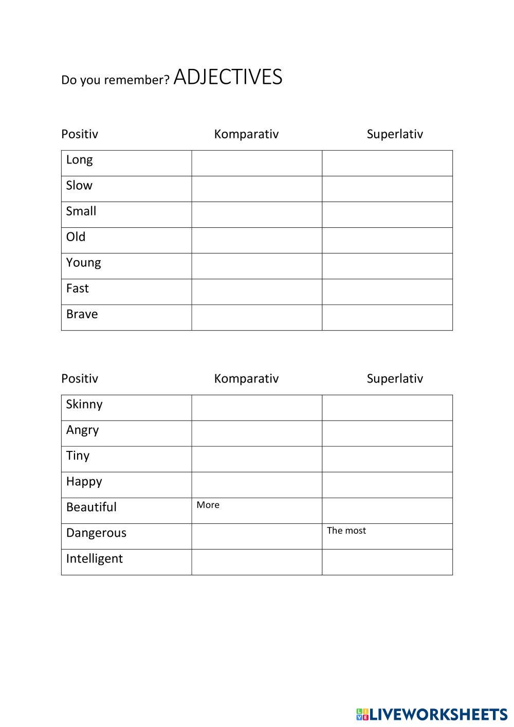 Adjectives | Live Worksheets
