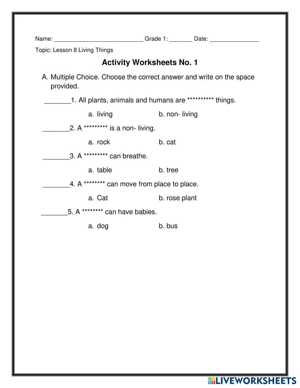 Activity Worksheets 1 7178402 | jessa14 | Live