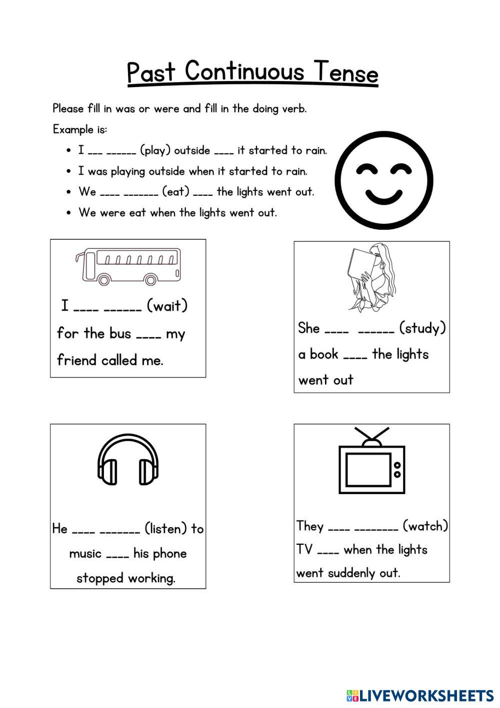 Past Continuous Tense Verbs With Interrupted Action