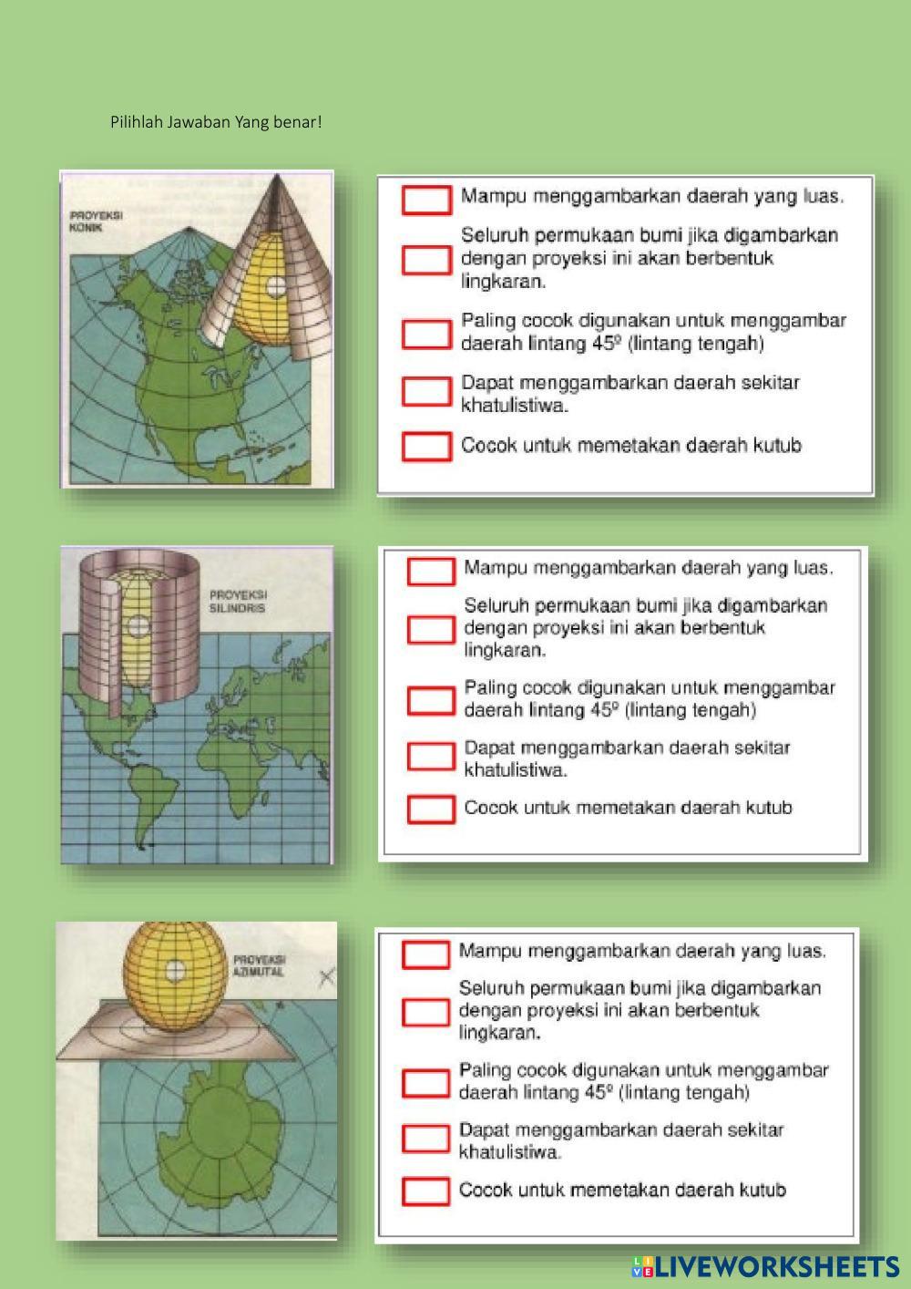 Proyeksi dan Peta | Live Worksheets