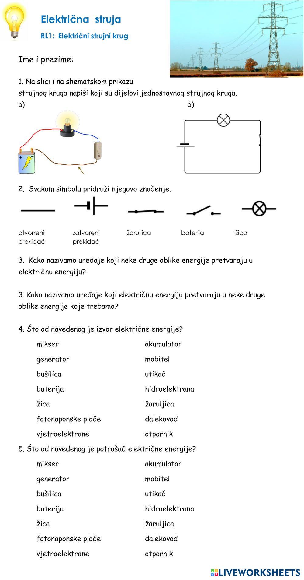 RL 1: Strujni … | Free Interactive Worksheets | 7180025
