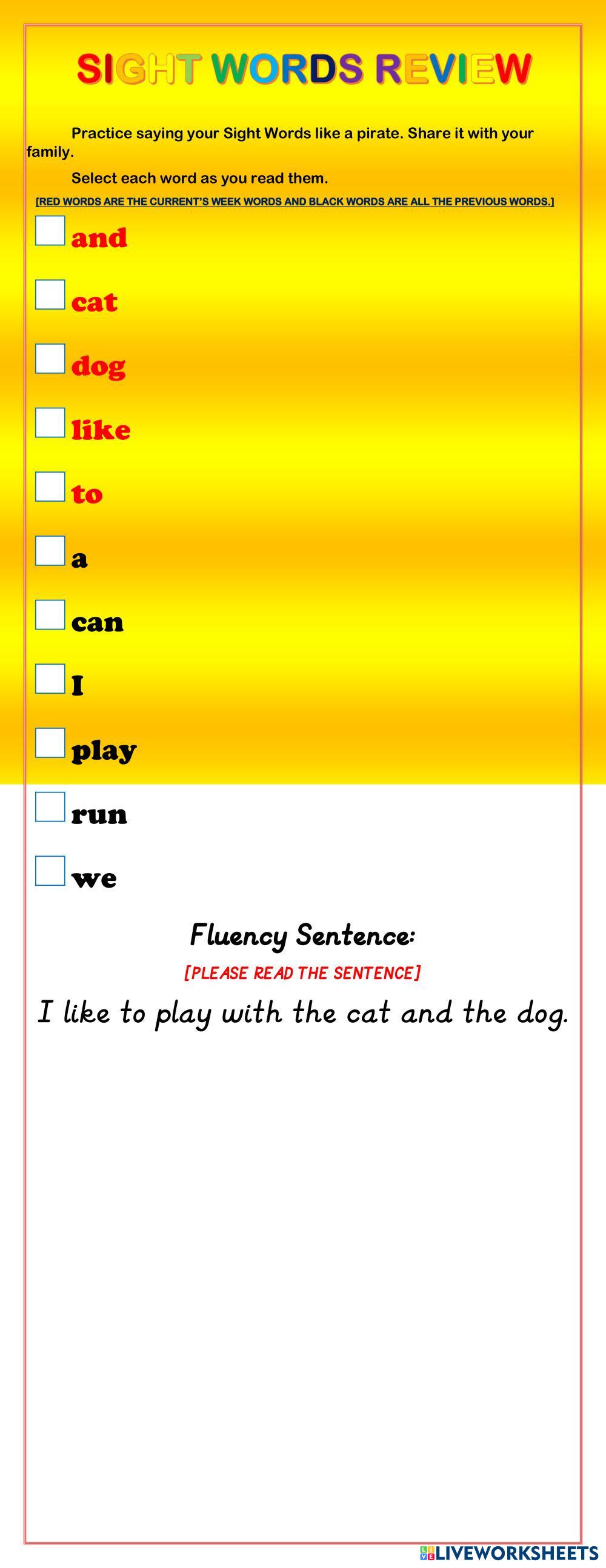 7180443 | SIGHT WORDS | BIMINI GRADE124 | LiveWorksheets