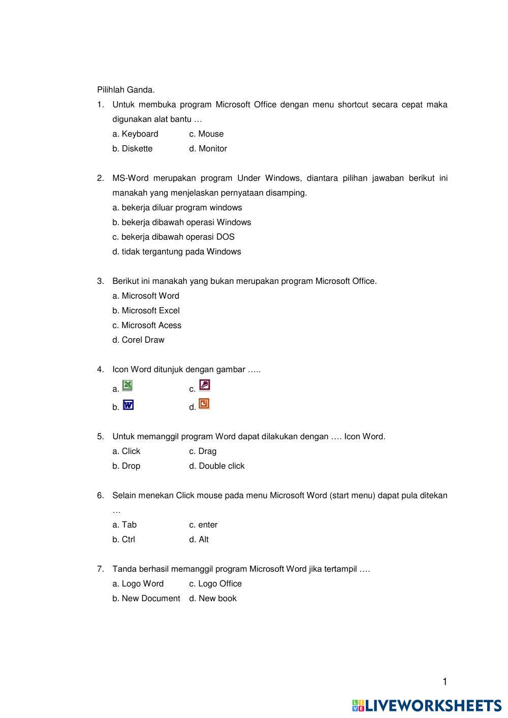 test soal | Live Worksheets