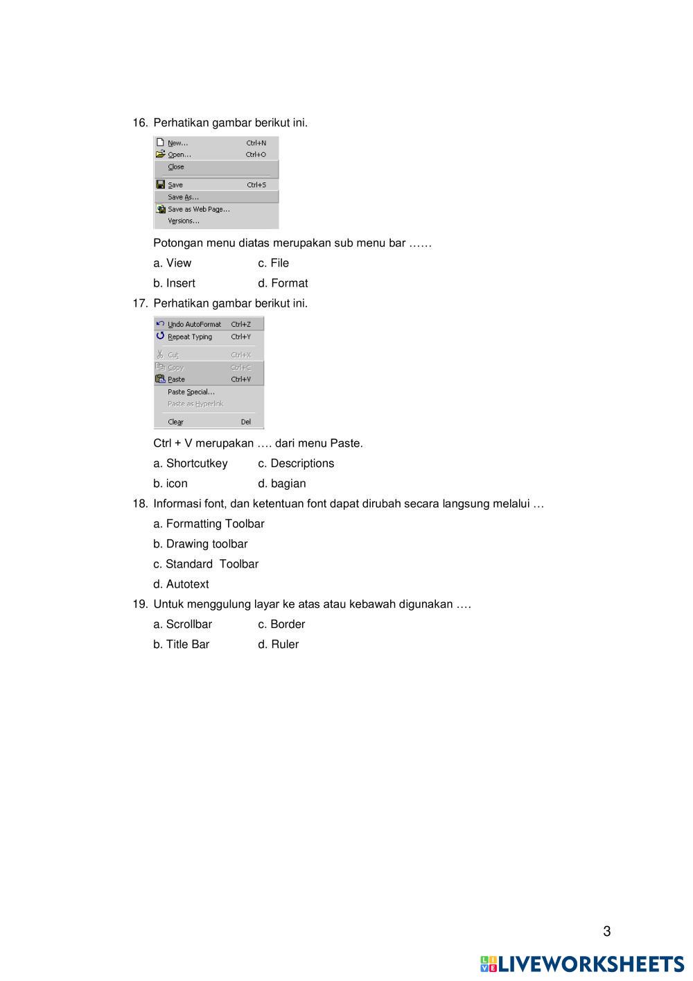 test soal | Live Worksheets