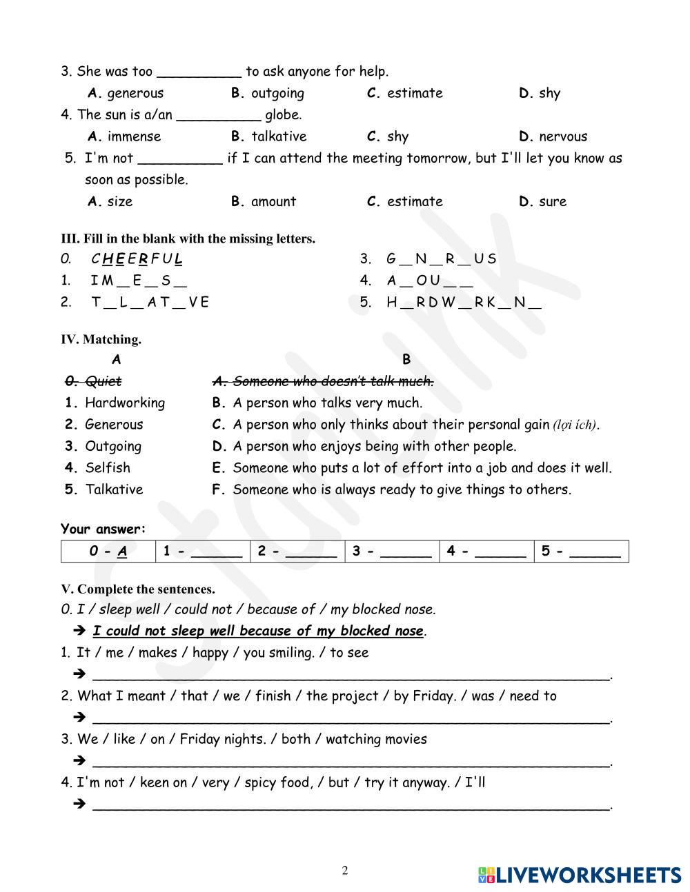 ONLINE-Foreign-S5-W7-U1-VOCAB-REVISION | Live Worksheets