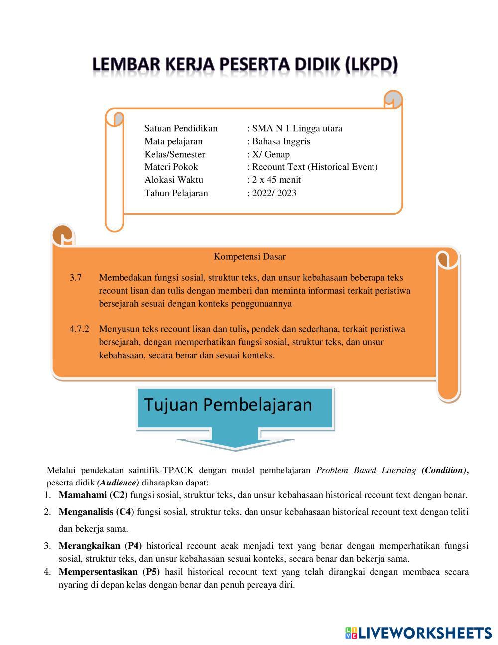 LKPD Historical recount text | Martalisa | Live