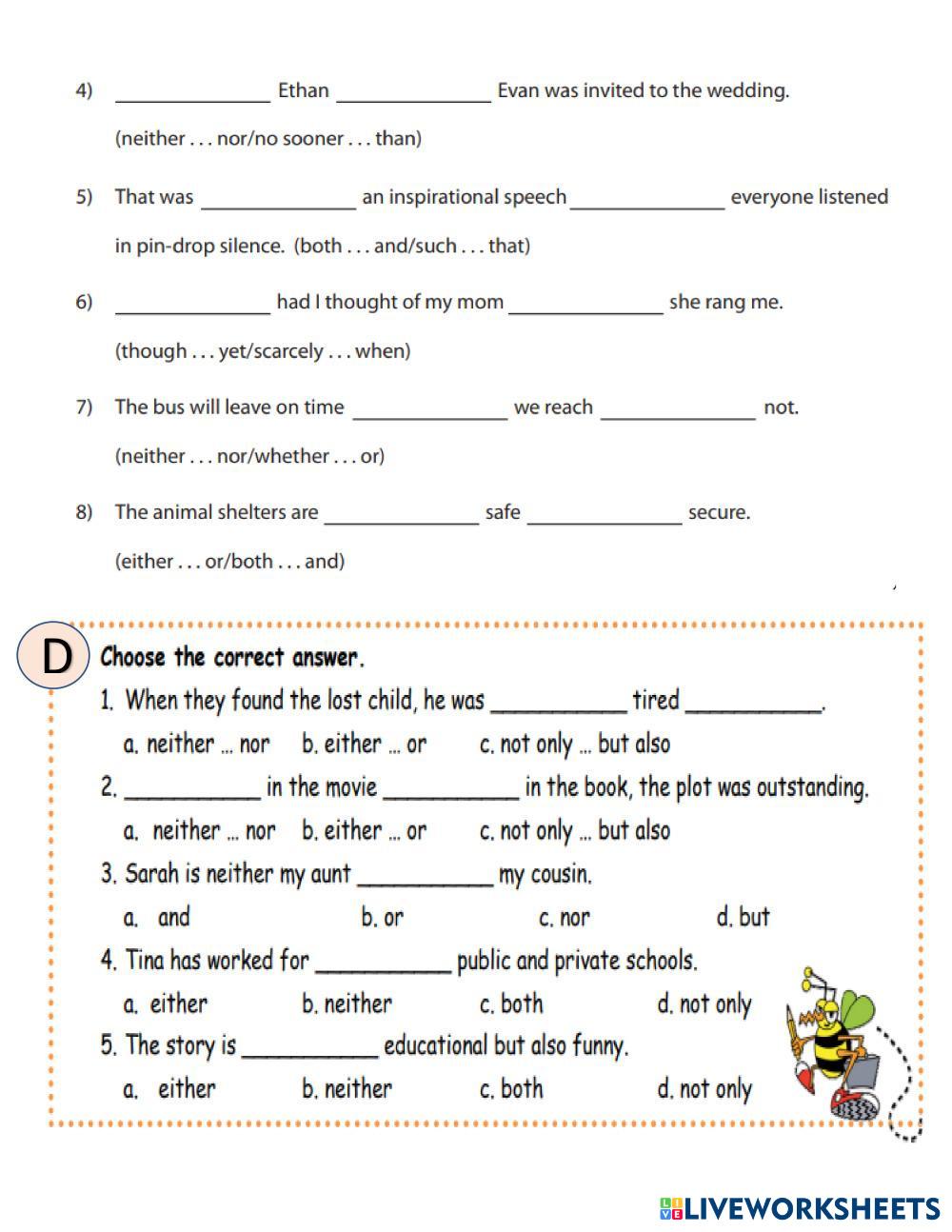 Correlative Con… | Free Interactive Worksheets | 7182046