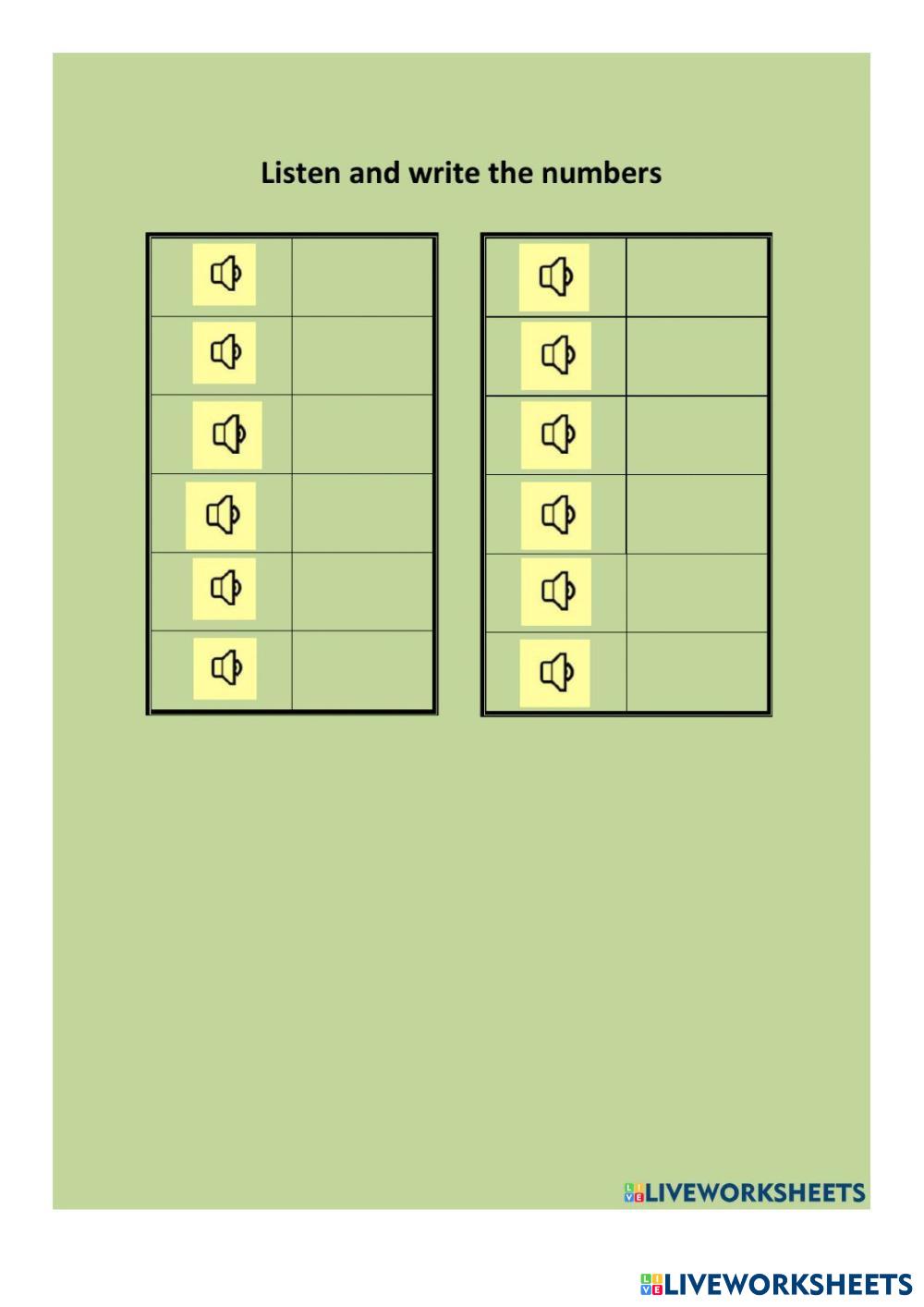 numbers | Live Worksheets