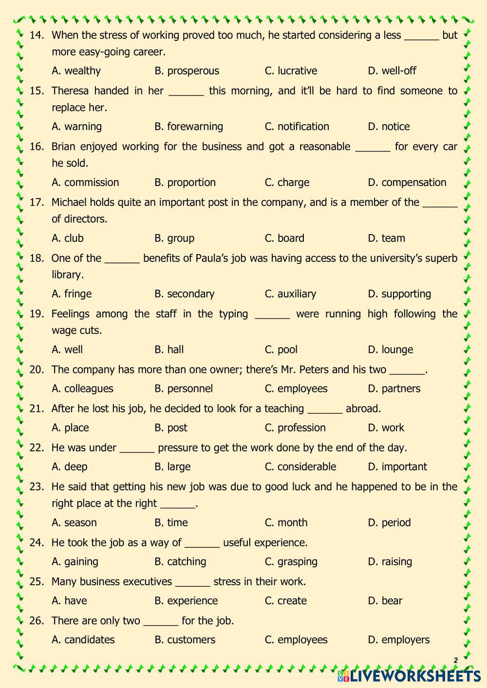 Vocabulary_Jobs_Employment 13.4 | Live Worksheets