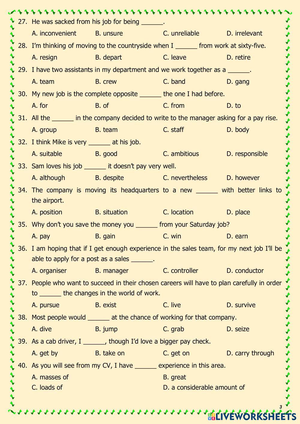 Vocabulary_Jobs_Employment 13.4 | Live Worksheets