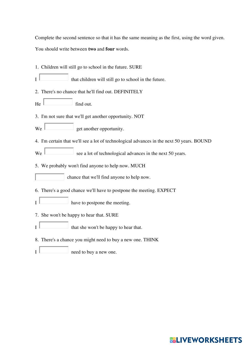 Degree of Certainty | Live Worksheets