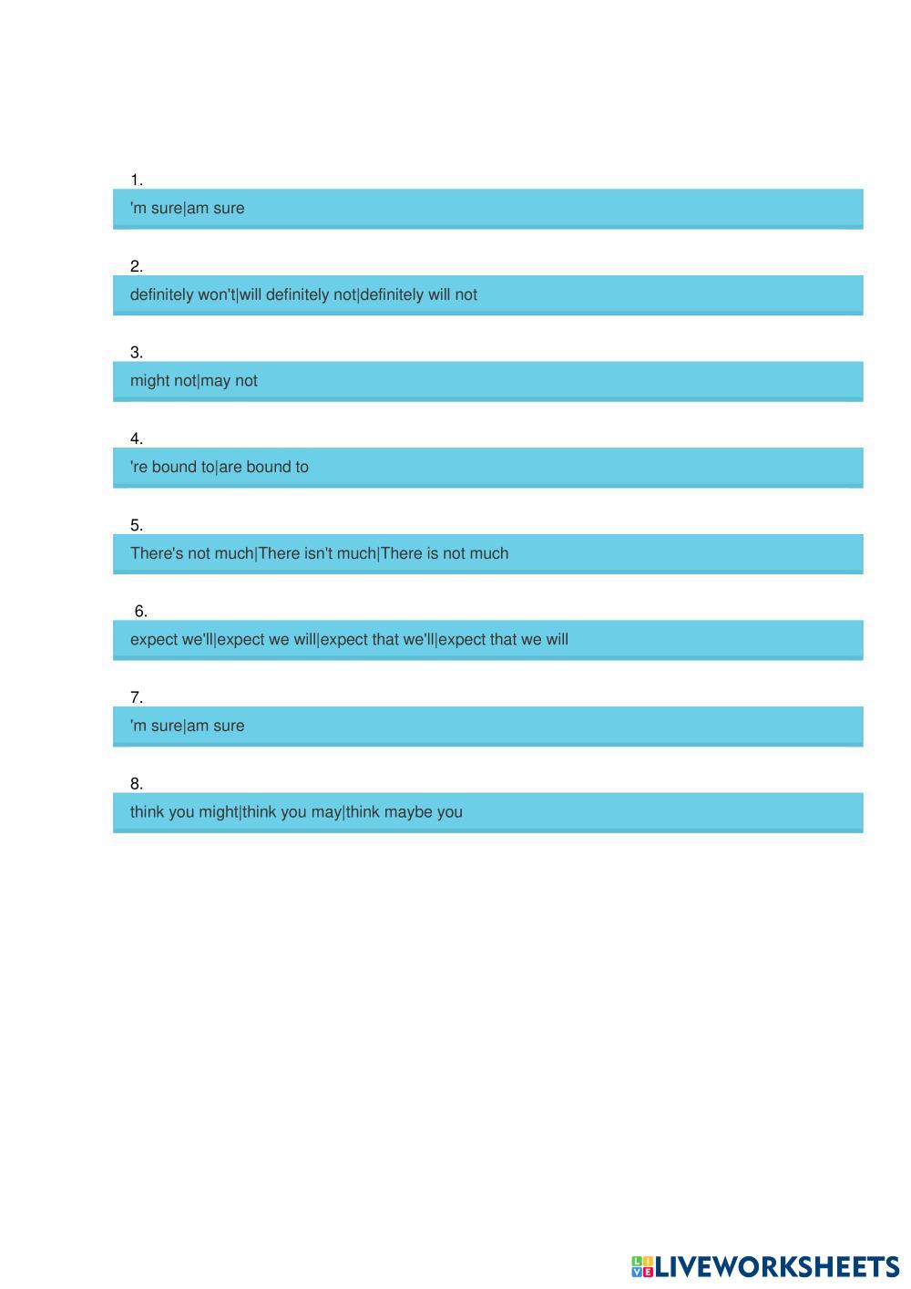 Degree of Certainty | Live Worksheets