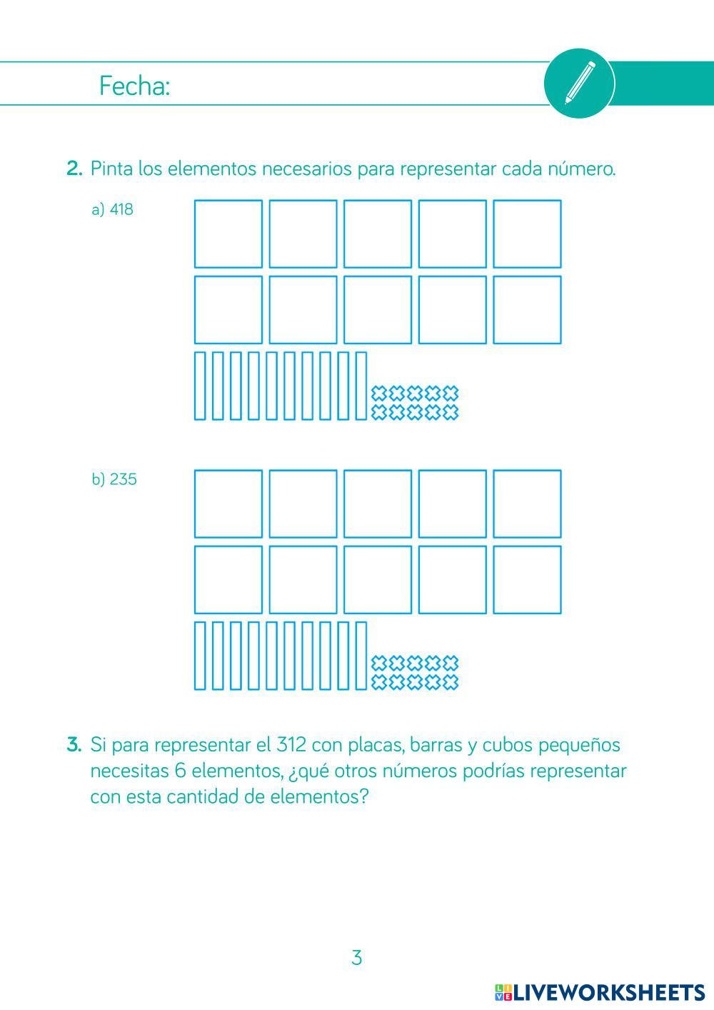 Representamos números con bloques | Live Worksheets