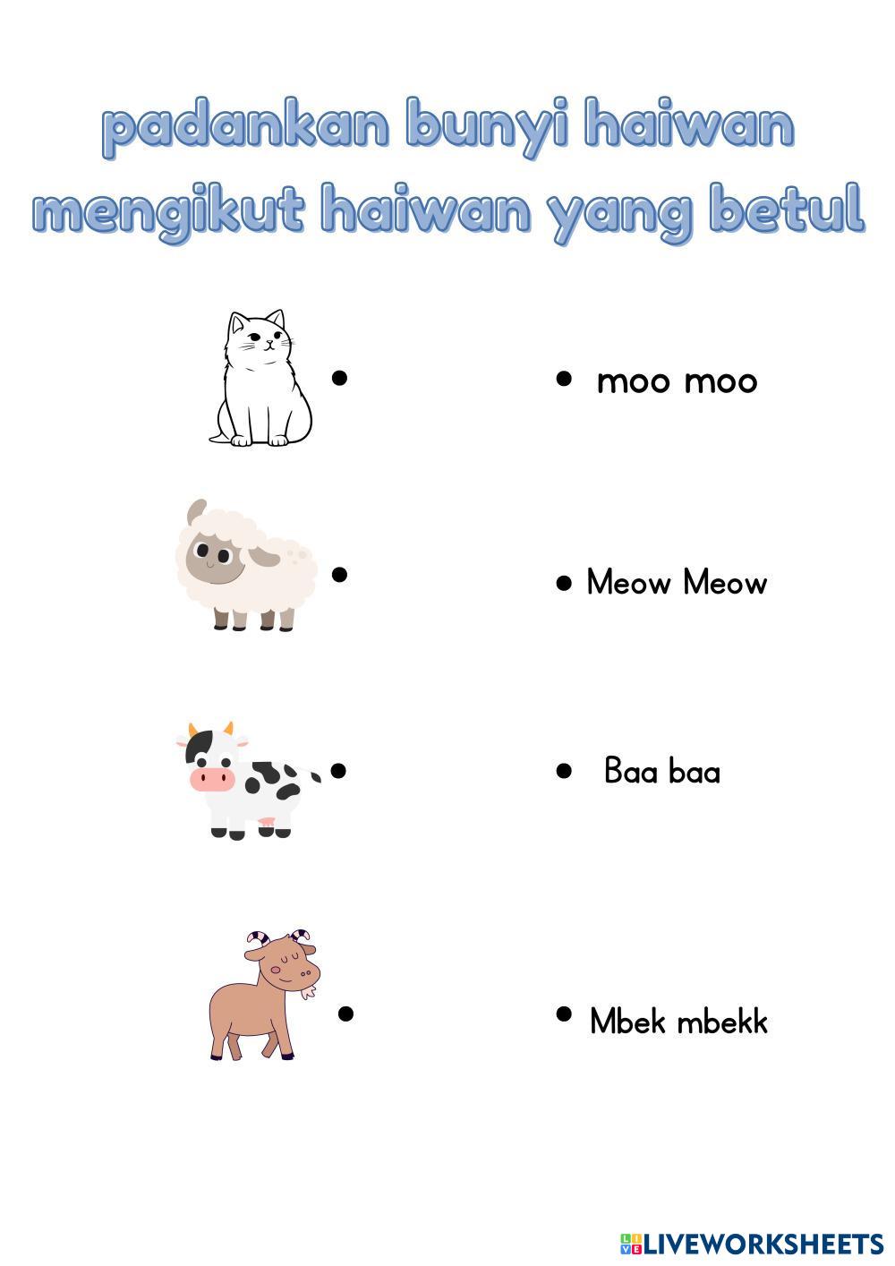 Mengenal Bunyi Haiwan | Live Worksheets