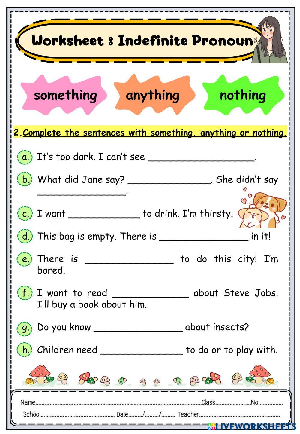 Indifinite Pronouns | Live Worksheets