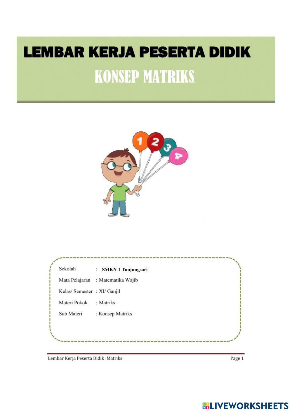LKPD MATRIKS 1 | Free Interactive Worksheets | 7185644