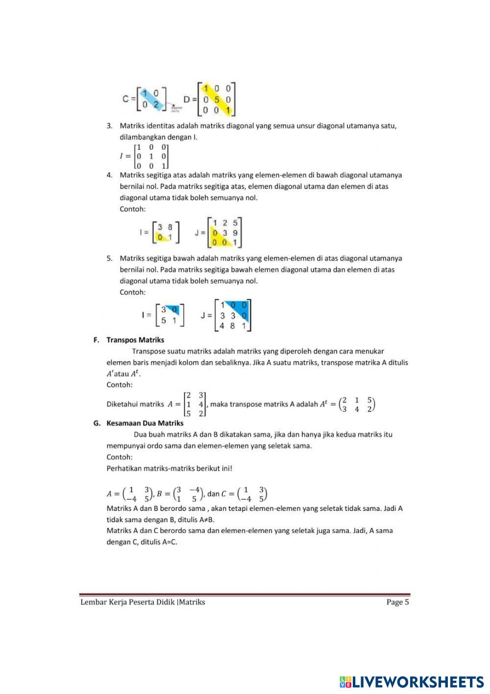 LKPD MATRIKS 1 | Free Interactive Worksheets | 7185644
