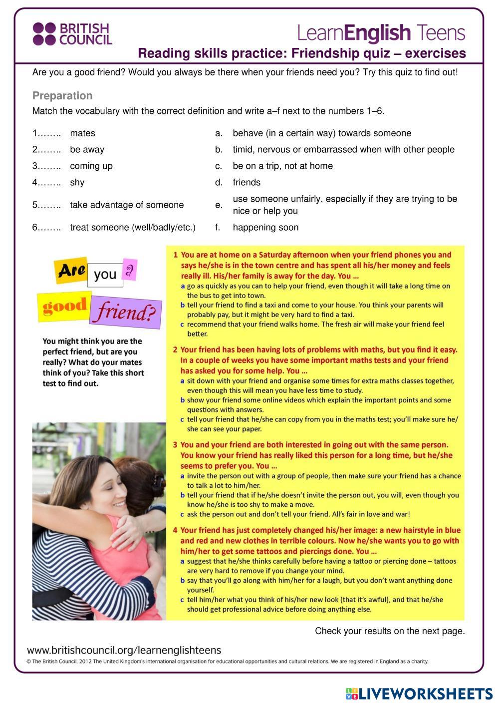 Friendship 1810 | Hnyuq_Dg | Live Worksheets