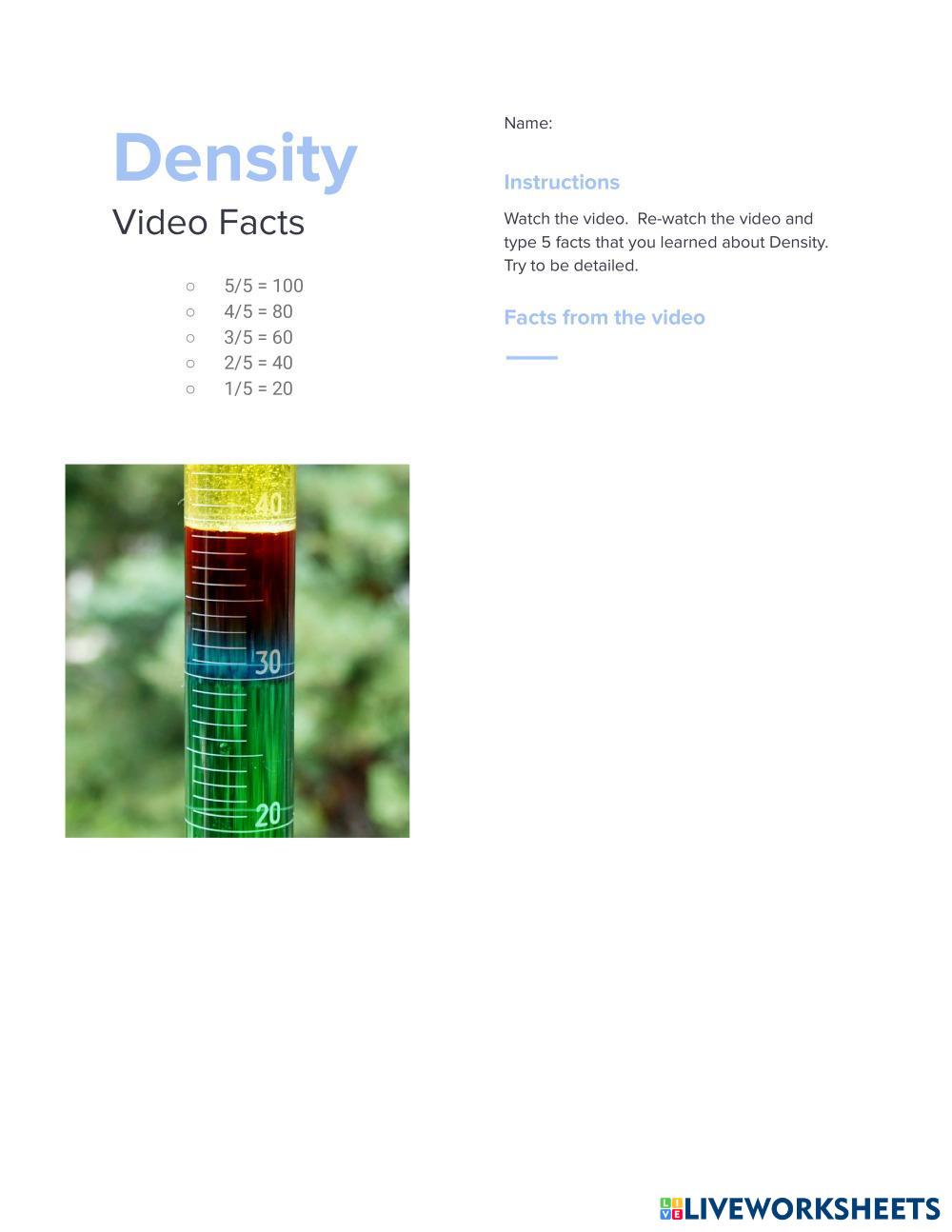 Density | Free Interactive Worksheets | 7186314