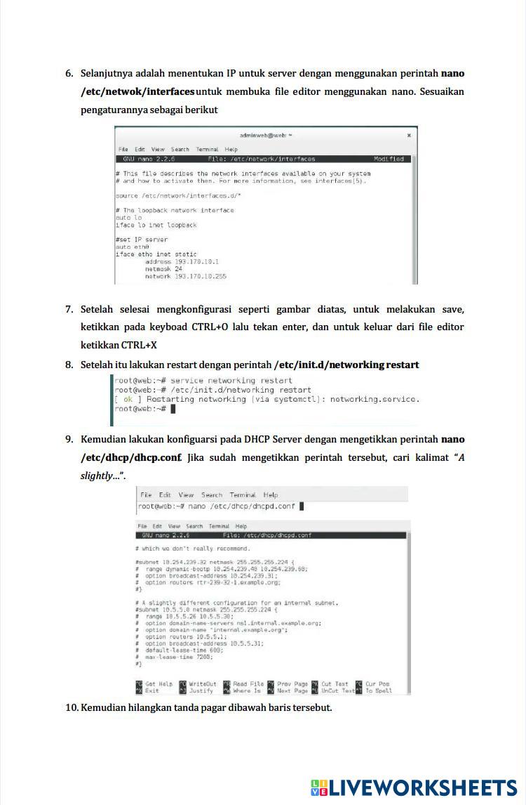 LKPD DHCP Server | Live Worksheets