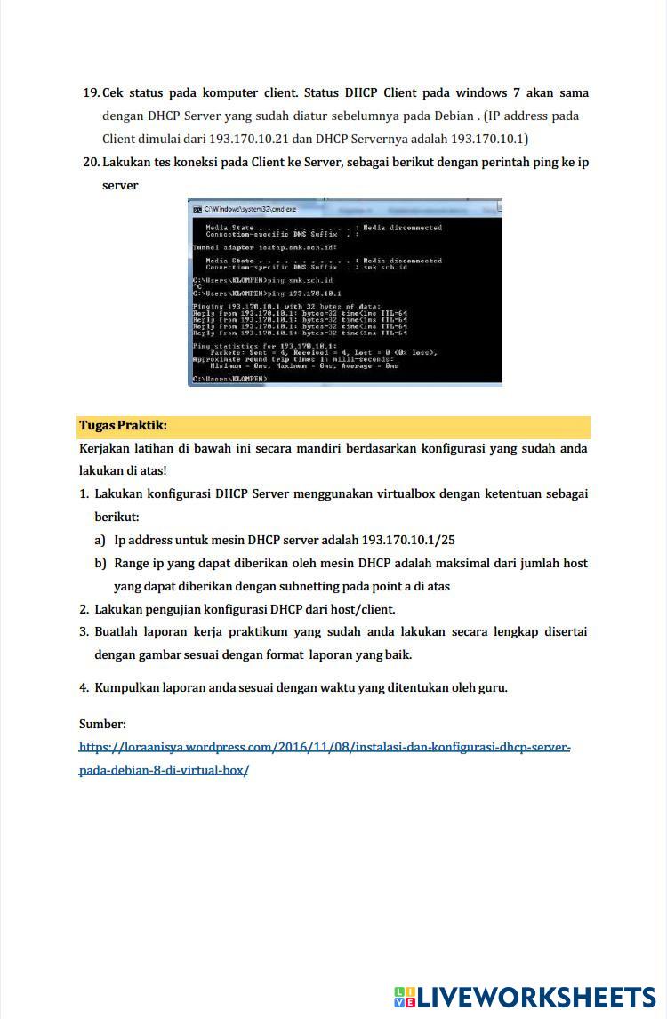 LKPD DHCP Server | Live Worksheets