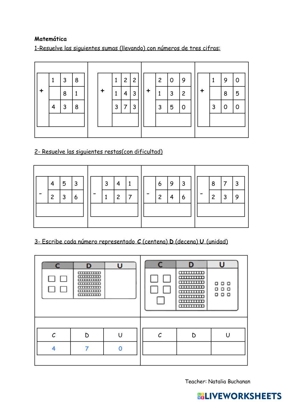 Matematica 2do grado | Live Worksheets