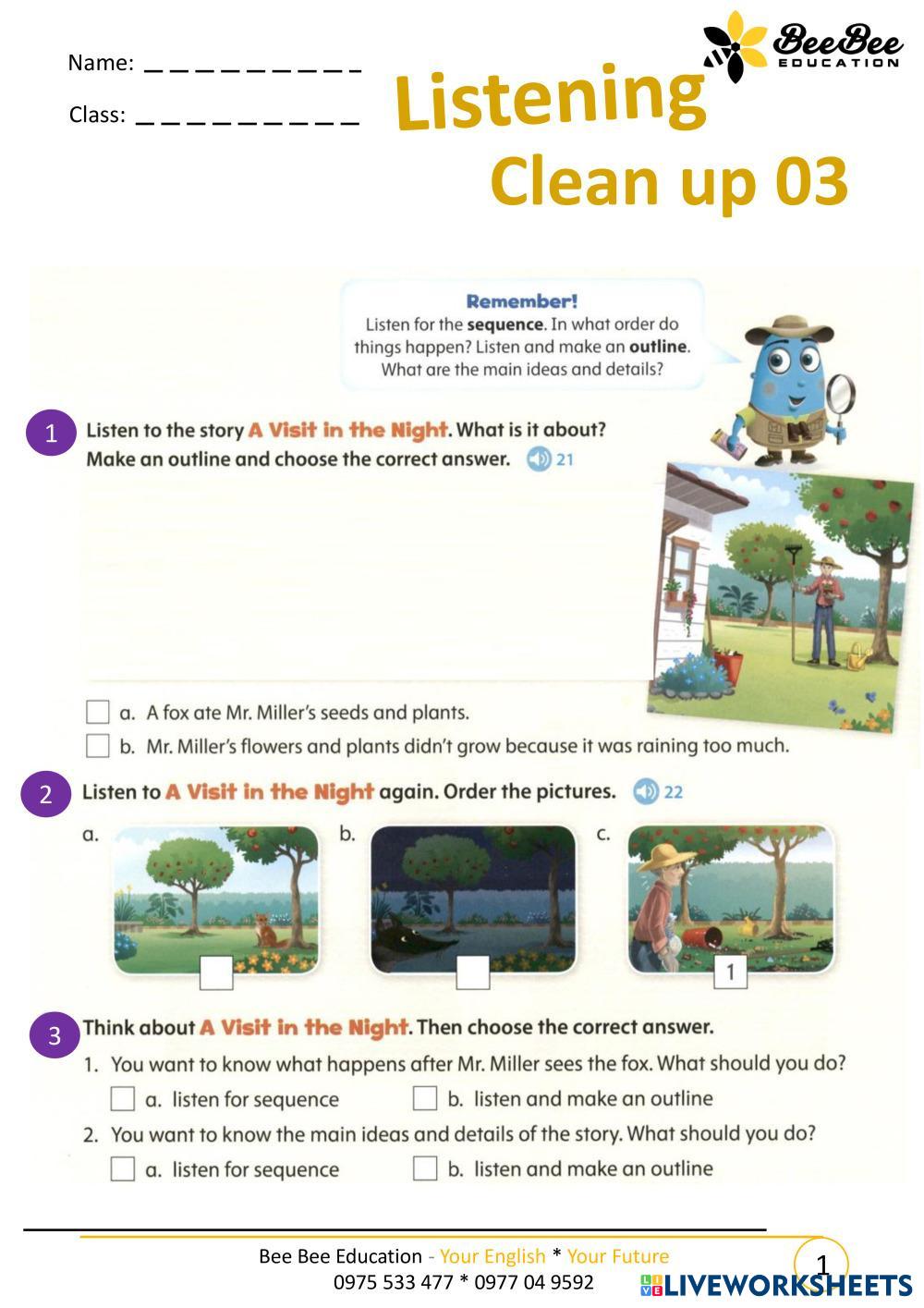 (THCS) Listening - Clean up - Day 03 | Live Worksheets