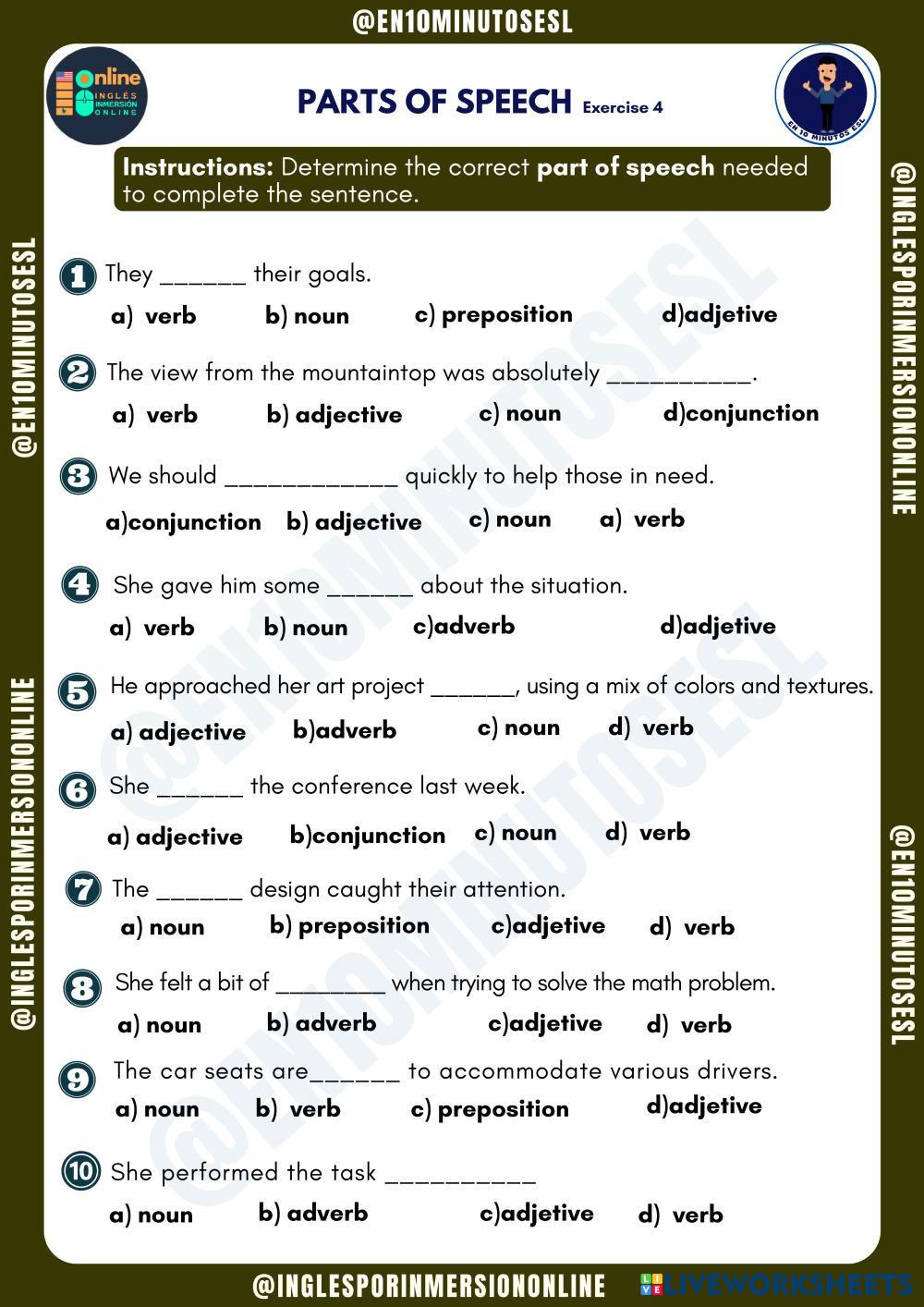 Serie parts of speech: Exercise 4 | Live Worksheets