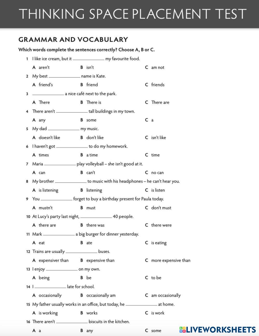 7191524 | PlacemENT TEST 8th grade | NIAProfe