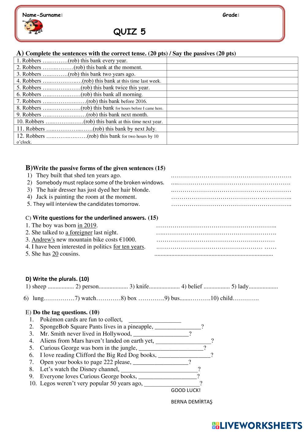 Quiz 21 Nil worksheet | Live Worksheets