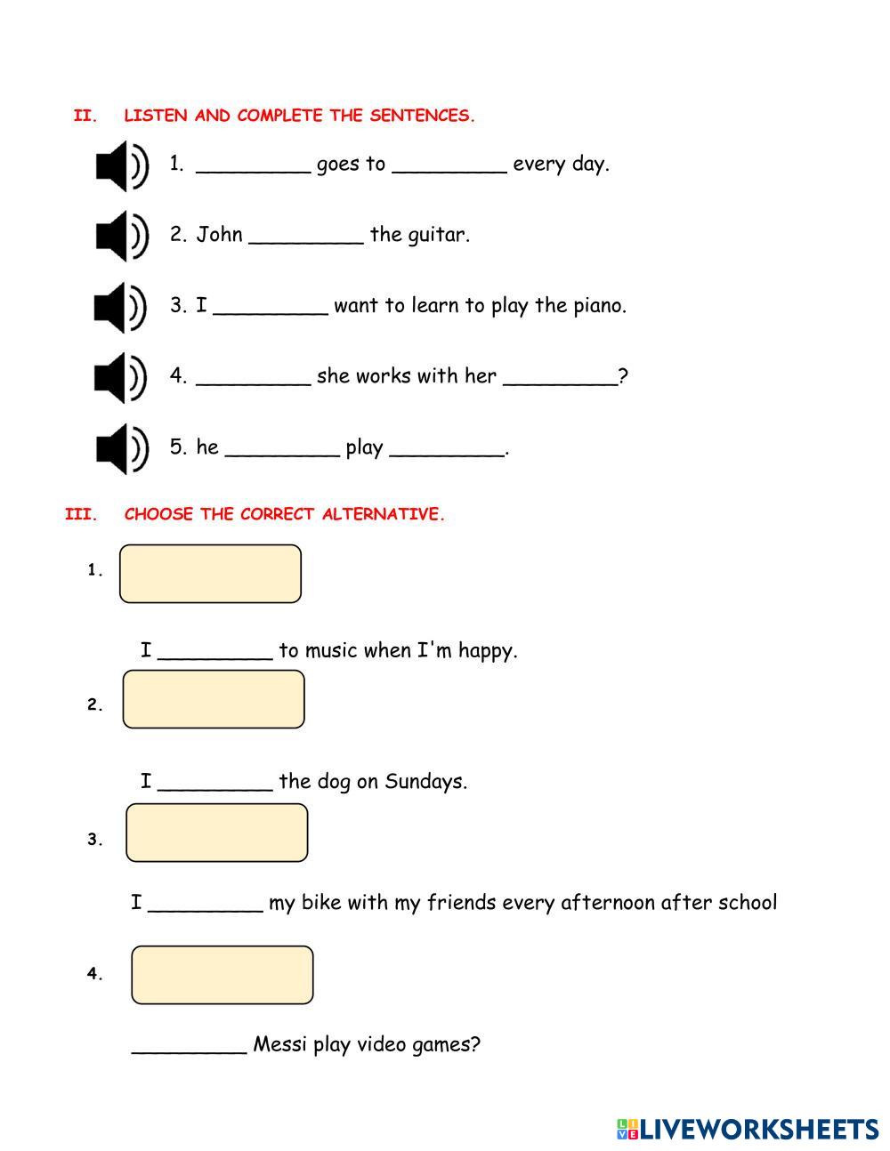 SIMPLE PRESENT:… | Free Interactive Worksheets | 7192301