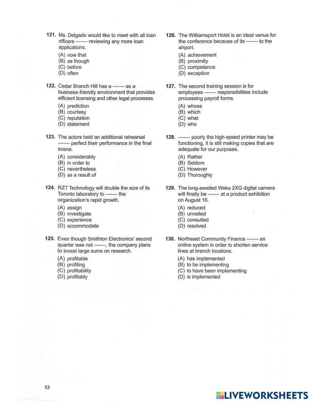 TOEIC - READING… | Free Interactive Worksheets | 7195166