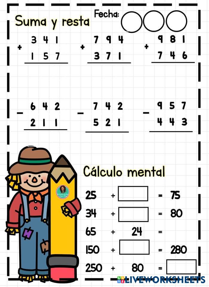 7195265 | sumas y restas | S3ba5 | LiveWorksheets