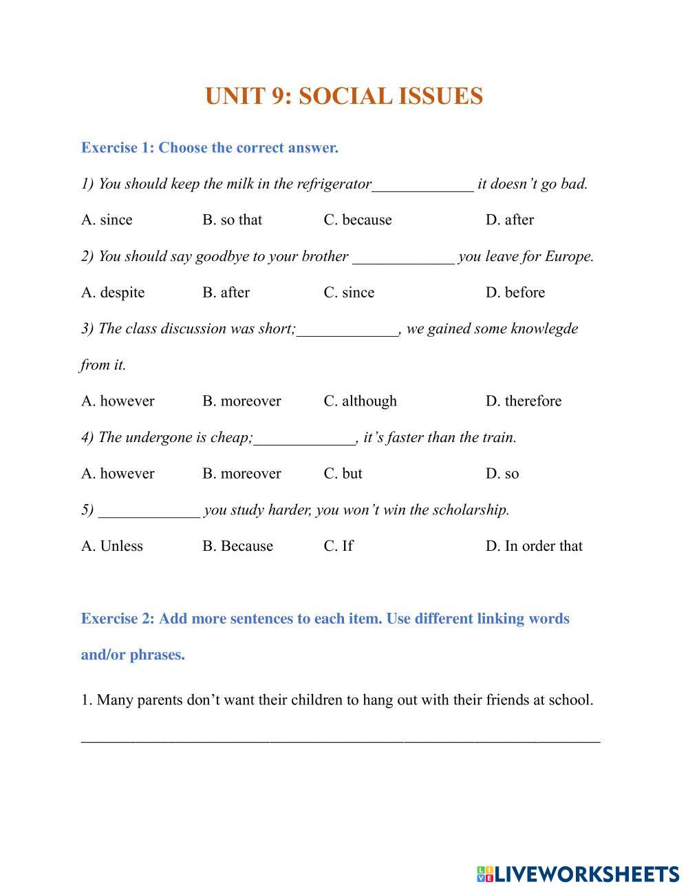 Unit 9 - Grammar | Live Worksheets