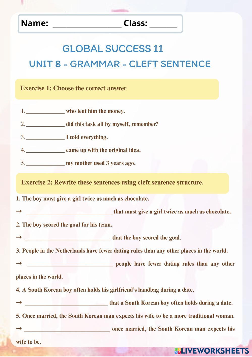 Global Success … | Free Interactive Worksheets | 7195692