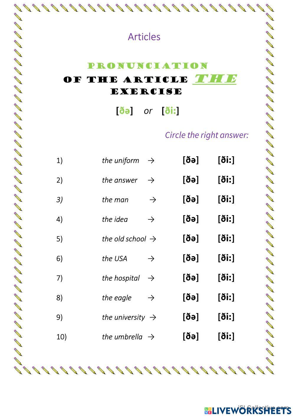 Pronunciation a… | Free Interactive Worksheets | 7196076