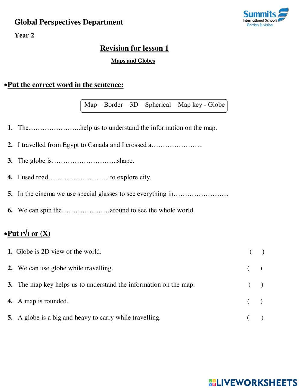 Maps and globes | Live Worksheets