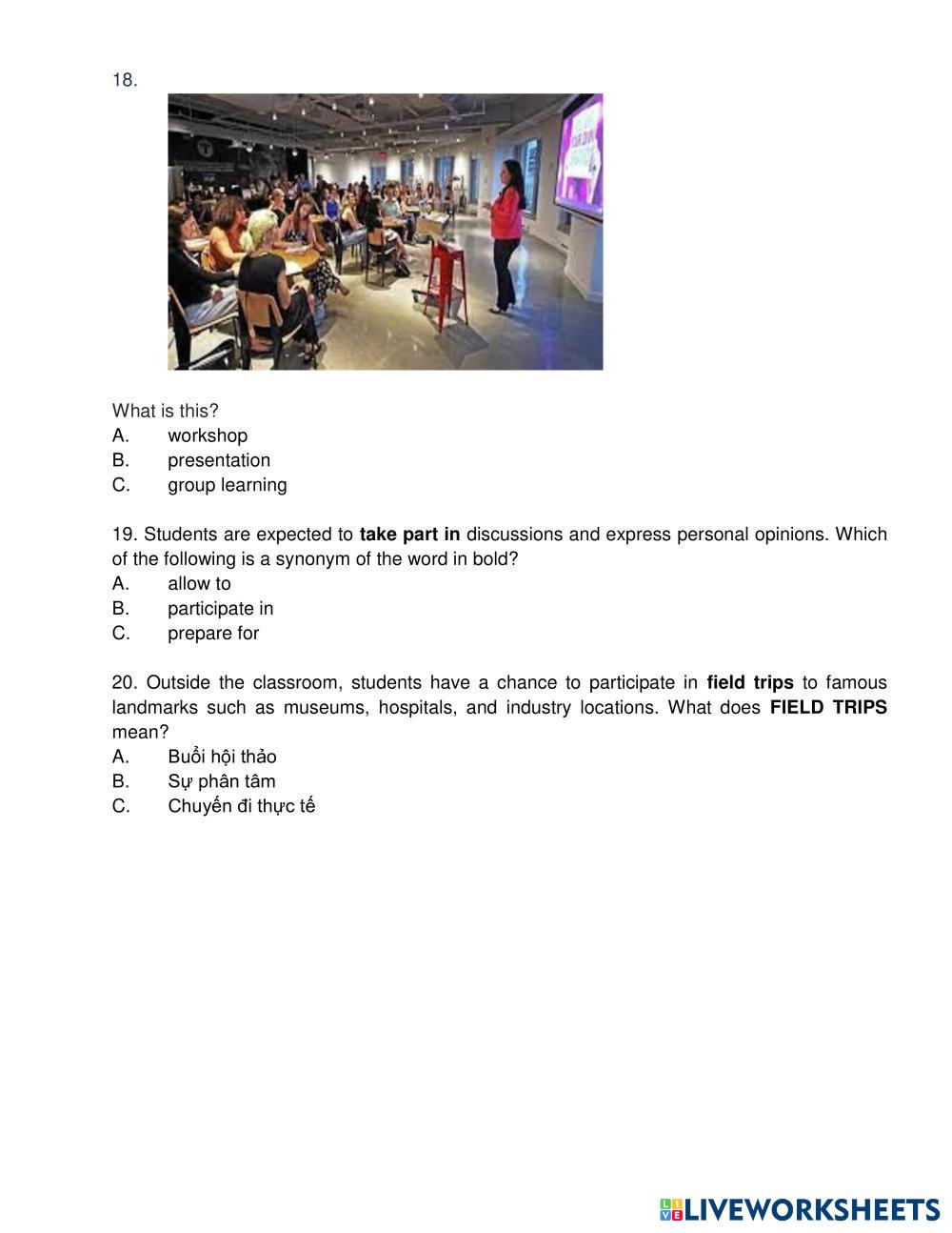 Unit 8-Vocabulary-Grade 10 | Live Worksheets