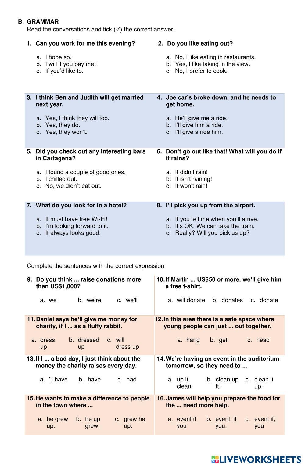 LEVEL 6 TEST - UNITS 7 - 9 | Live Worksheets