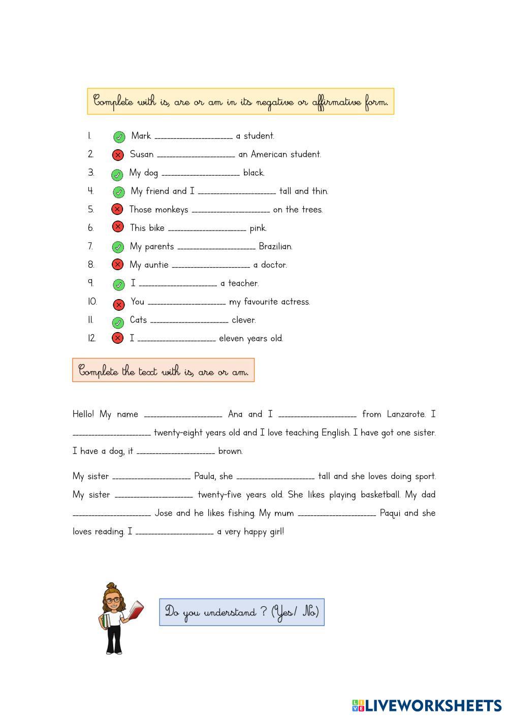 VERB TO BE | Live Worksheets